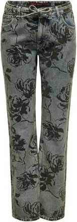 Only Onlmott LW STR Floral Belt Red DNM Dot Jeans, Denim Bleu médium, 29W x 32L Femme