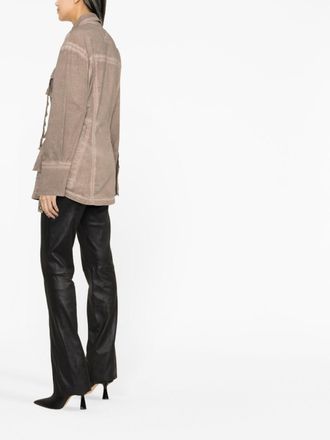Blumarine Eyelet-Detailed Denim Jacket - Beige