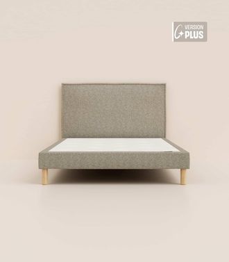 Tediber Lit tapissier 140x190 cm - Gris Anthracite - Avec t&ecirc;te de lit - Bois responsable - Qualit&eacute; h&ocirc;teli&egrave;re - Fait en France et en Belgique - Tediber