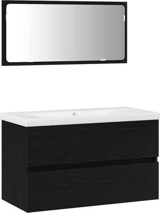 vidaXL vidaXL Ensemble de mobilier de salle de bain 3 pcs Ch&ecirc;ne noir