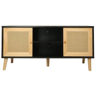 Habitat et Jardin Habitat Et Jardin - Meuble tv scandinave en cannage Iguane - 120 x 30 x 56.5 cm - Noir