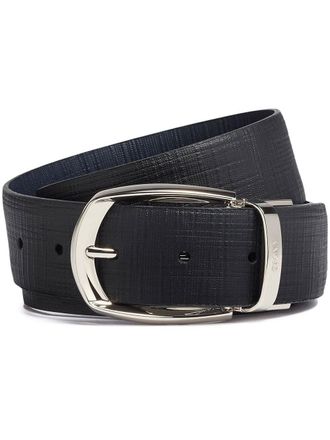 Ermenegildo Zegna ceinture en cuir à logo gravé - Noir