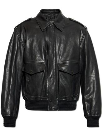 Burberry veste bomber en cuir - Noir