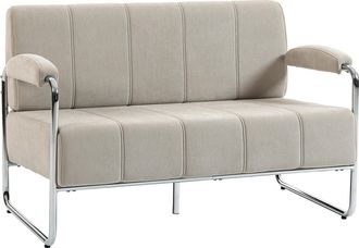 HOMCOM 2-Sitzer gepolstertes Chenille-Sofa mit Doppelnaht, Modernes Wohnzimmersofa mit Armlehnen und Stahlbeinen, f&uuml;r Wohnzimmer, B&uuml;ro und Schlafzimmer, 120x