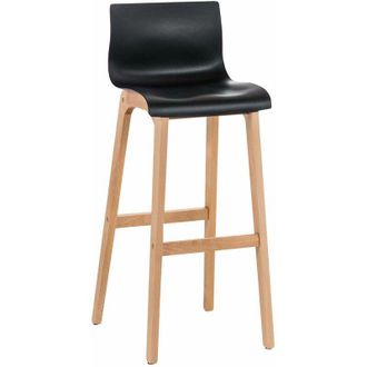 Clp Tabouret de bar Hover Assise en Plastique Pi&egrave;tement Bois Nature Noir
