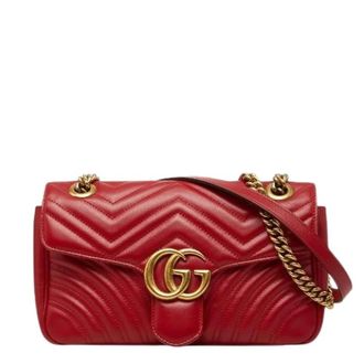 Gucci Pre-owned GG Marmont Leder Schultertasche - - Pre-owned - Damen - Rot - ONE SIZE