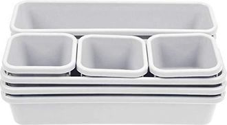 Arti Casa Set mit 8 Kunststoff-Schalen f&uuml;r B&uuml;ro, Schreibtisch, K&uuml;che, Bad, zum Aufr&auml;umen. wei&szlig;