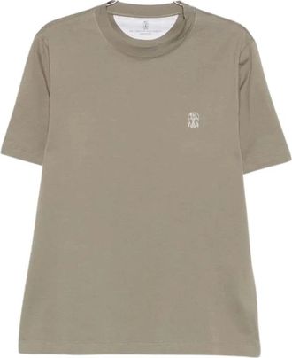 Brunello Cucinelli Homme, Tops, Vert, Taille: L T-shirt en jersey de coton &agrave; col rond