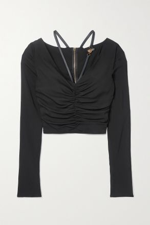 Versace Verk&uuml;rztes Oberteil Aus Stretch-cr&ecirc;pe Mit Raffungen Und Verzierung - Schwarz