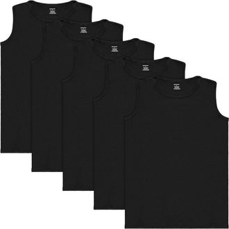 Brubaker Muskelshirt Tank Top Unterhemd mit Rundhals Ausschnitt (5er-Pack) Baumwolle Herren Tanktop, Extra Lang für Männer, Schlicht Basic