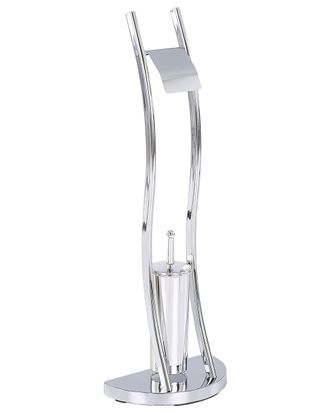Beliani Freistehender Toilettenpapierst&auml;nder mit B&uuml;rste Silber Stahl modern Soacha