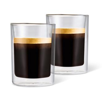 Tchibo Qbo 2er Caff&egrave; Gl&auml;ser, hochwertiges Glas, mundgeblasen, gelasertes Qbo-Logo, hei&szlig; und kalt genie&szlig;en