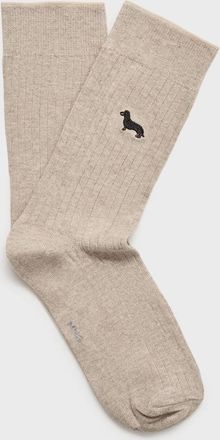 Mango Chaussettes brodées coton beige - Homme - 40-42 - MANGO MAN