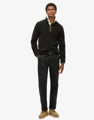 Superdry Estate - Oberteil aus Fleece in Schwarz mit halblangem Reißverschluss