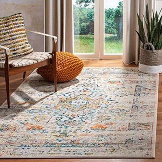 Safavieh Madison Collection MAD474B Tapis décoratif - 1,2 x 1,8 m, Motif médaillon bohème Vieilli, ne perd Pas Ses Poils et Facile dentretien, idéal pour Les Z