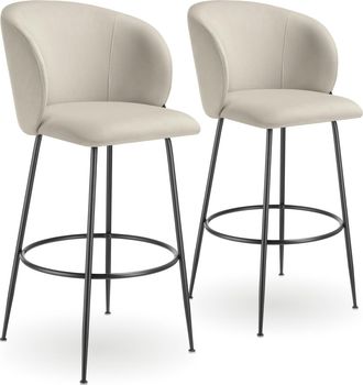 TecTake Samt Hocker hoch, Barhocker mit Lehne, K&uuml;chenhocker, Barstuhl, Barm&ouml;bel, Barst&uuml;hle Set oder Bistrostuhl, Tresenhocker, Esszimmerst&uuml;hle, Sitzhocker f&uuml;r