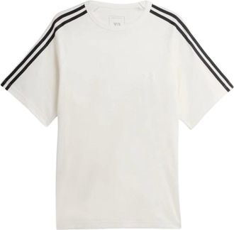 Yohji Yamamoto Homme, Tops, Beige, Taille: XL T-shirt Manches Courtes 3-Stripes