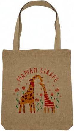 Fabulous Sac Shopping Tote Bag Aspect Lin - Sophie la Maman Girafe Dessin Illustration - Sac de Courses Toile Epaisse 360g Beige Naturel Cabas Port&eacute; Epaule Sol