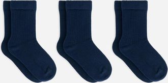Arket Rippstricksocken 3 Paare -Blau