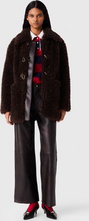 Maje Manteau Mi-long En Fausse Fourrure - Marron Fonce - Taille 34 - Maje