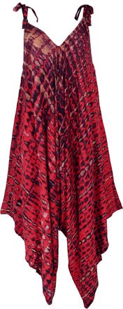 Guru Shop Boho Batik Jumpsuit, Sommer Overall, Hosenkleid - Rot/schwarz, Damen, Synthetisch