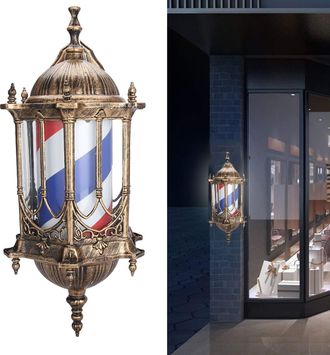 Brrnoo LED Barber Pole, traditioneller Barbershop Rotierendes LED-Licht Wandstreifenstange Rot Blau Weiß Friseursalonschild( 1)