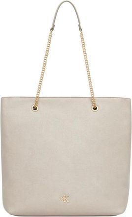 Calvin Klein Femme, Sacs, Beige, Taille: ONE Size Embossed Logo Chain Tote Bag