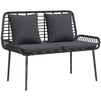 vidaXL Gartenbank Schwarz, Anthrazit Poly-Rattan, Stahl Vidaxl