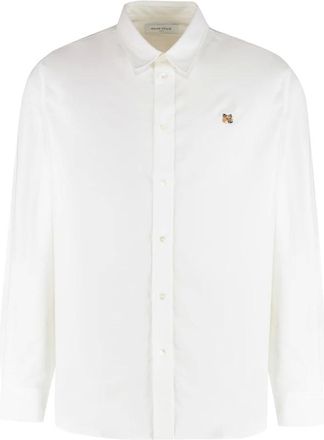 Maison Kitsun&eacute; Homme, Chemises, Blanc, Taille: L Fox Head Embroidery Casual Shirt