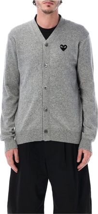 Comme Des Gar&ccedil;ons Homme, Pulls, Gris, Taille: M Cardigan en laine avec patch coeur