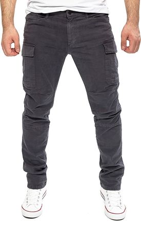 Yazubi Jayden - Cargo Hosen M&auml;nner - Arbeitshose Herren - Stretch Hose Mit Gummizug - Baumwoll Cargohosen, Grau (Nine Iron 193908), W34/L30