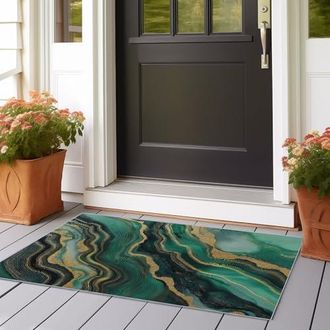 Generic Vert Lavable en Machine Tapis Salon Abstrait Motif marbr&eacute; Fluide, 140 x 200 cm Doux Tapis de Sol Pelucheux Dessous Antid&eacute;rapant, Entree Interieur Cham