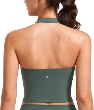 CRZ YOGA Aux Femmes Butterluxe Licou Palangre Brassi&egrave;re de Sport Rembourr&eacute; Yoga Recadrer Char Hauts Vert For&ecirc;t Fonc&eacute; 44