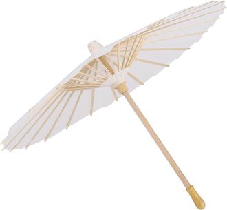 Zerone Dekorativer Sonnenschirm aus Wei?em Papier f&uml;&sup1;r Schule und Dekoration, Erm?glicht DIY-Handbemalung mit Vintage-Aussehen, Robust und Langlebig (40cm Du