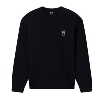A|X Armani Exchange Homme, Sweatshirts et sweats &agrave; capuche, Noir, Taille: L Felpa logo girocollo in cotone