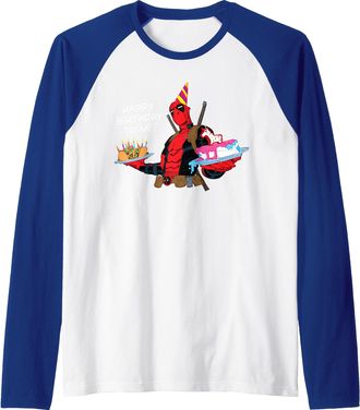 MARVEL Deadpool Happy Birthday to Me! Funny Birthday Party Raglan