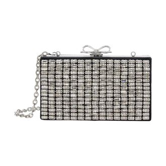 Self Portrait Crystal Chainmail Clutch - - Bags - Damen - Grau - ONE SIZE