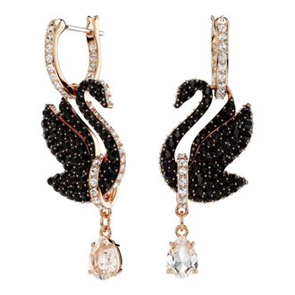 Swarovski Femme, Accessoires, Rose, Taille: ONE Size Boucles doreilles pendantes pour femmes Cygne Noir Swan 5678047