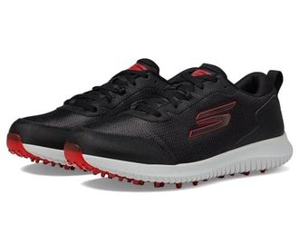 Skechers Homme Max Fairway 4 Lightweight Spikeless Golf-Shoes, Black Synthetic Textile Red Trim, 45 EU