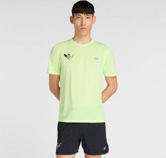 New Balance Herren Valencia Marathon Athletics T-Shirt in Gelb, Poly-Strick, Größe L