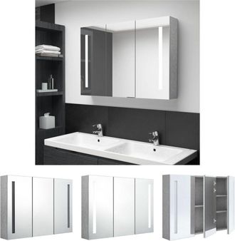 vidaXL Vidaxl - The Living Store LED-Spiegelschrank fürs Bad Betongrau 89x14x62 cm - LED-Spiegelschrank - Badezimmermöbel - Betonlook - Spiegelschrank Mit