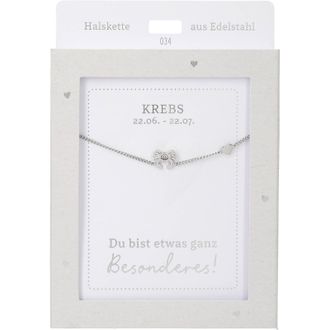 Depesche 13895.34 Halskette mit Krebs und Herz, versilbert, variabel in der Länge tragbar (42 cm + 5 cm), als Geschenk oder kleine Aufmerksamkeit