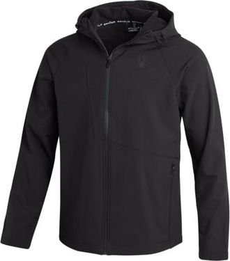 Spyder Veste softshell active pour homme - Veste à capuche isolante avec doublure polaire et imperméable (tailles : S-XL), noir, Medium