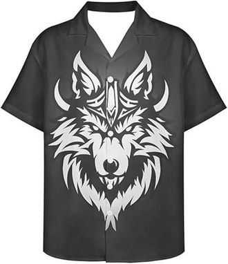 Keephen Nouveaut&eacute; Viking Chemise Hawaiienne Femmes Hommes Viking Loup Impression 3D Chemise &agrave; Boutons Manches Courtes Cool &Eacute;t&eacute; Streetwear
