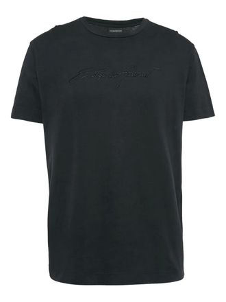 Emporio Armani t-shirt en coton à logo brodé - Noir