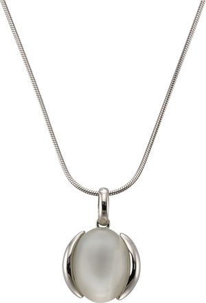 Zeeme Gemstones Halskette Silber 925 rhodiniert mit echtem Mondstein 16x12mm