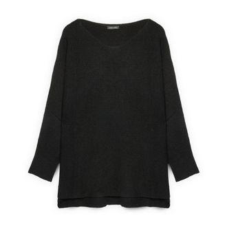 Fiorella Rubino Viskose-Mix-Pullover mit U-Boot-Ausschnitt - - Knitwear - Damen - Schwarzk - XS/S