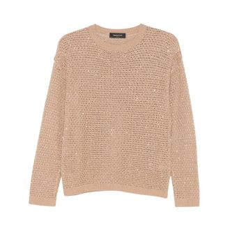 Fabiana Filippi Femme, Pulls, Beige, Taille: 40 FR Sequin-Embellished Crew Neck Sweater