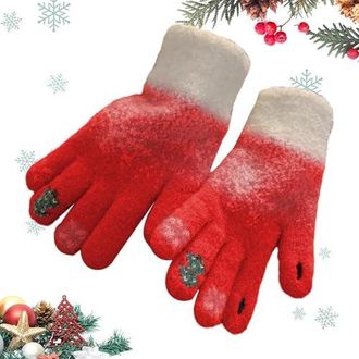 Generic Gants chauds - Gants dhiver confortables pour femme | Gants de Noël confortables | Gants en polyester sans doigts pour écran tactile, gants dhiver épa
