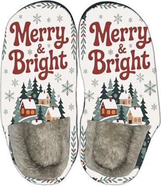 Generic Pantoufles de No&euml;l personnalis&eacute;es en mousse &agrave; m&eacute;moire de forme avec dessus en tricot en peluche pour cadeau de vacances, No&euml;l 15, 8-14